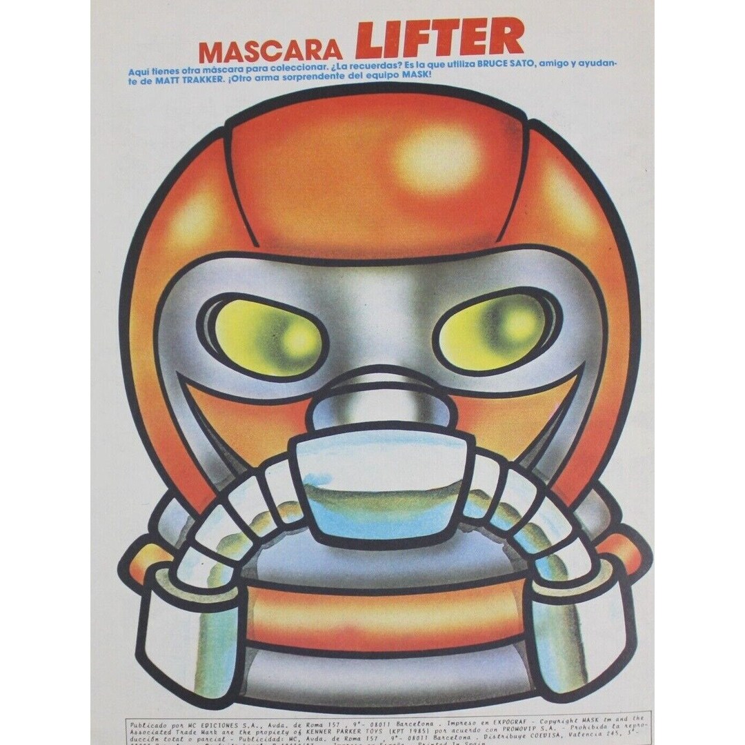 1987 M.A.S.K. LIFTER Poster 11.75" X 8.75" (30 X 22.5" Cm.) Spanish ...
