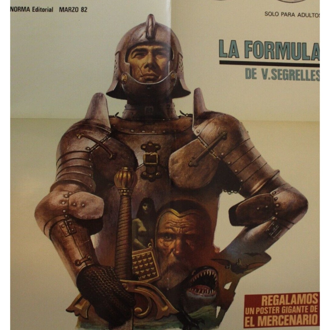 1982 THE MERCENARY Poster Spanish Original Vintage 20.5" X 15.75" V ...