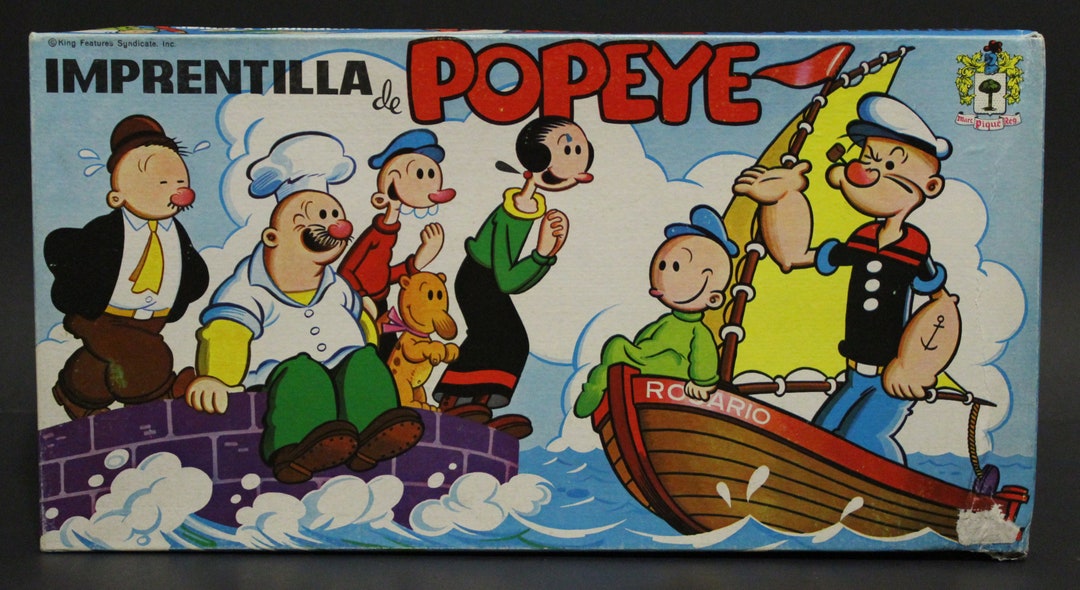 1970's POPEYE LITTLE PRINTERY Toy by Piqué - 37 X 19 X 3.5 Cm ( 14.5" X ...