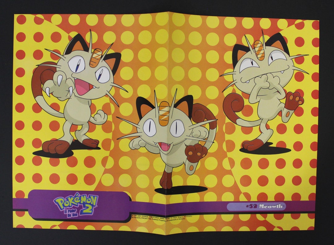 2001 Pokemon MEOWTH MINI-POSTER - Double-sided (2 Posters in 1) - 15.75 ...