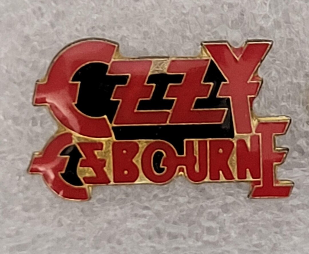 1980s OZZY OSBOURNE Lapel Pin 0.6" X 1" (1.5 X 2.5 Cm.) Black Sabbath ...