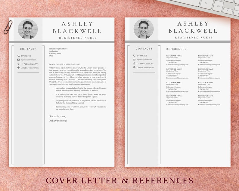 Nurse Resume Template Word or Apple Pages / RN Resume / Size A4 and US Letter / Medical CV ...