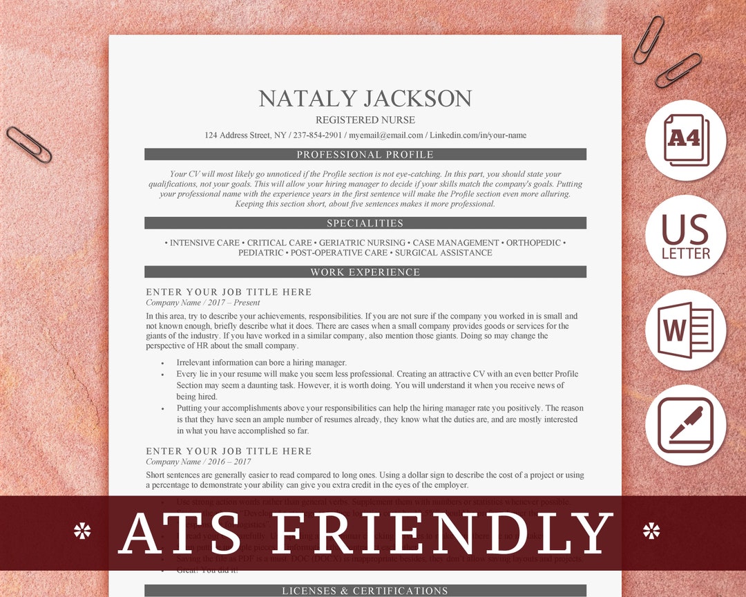 New Grad Resume Template / ATS Google Docs, Word & Apple Pages Formar ...