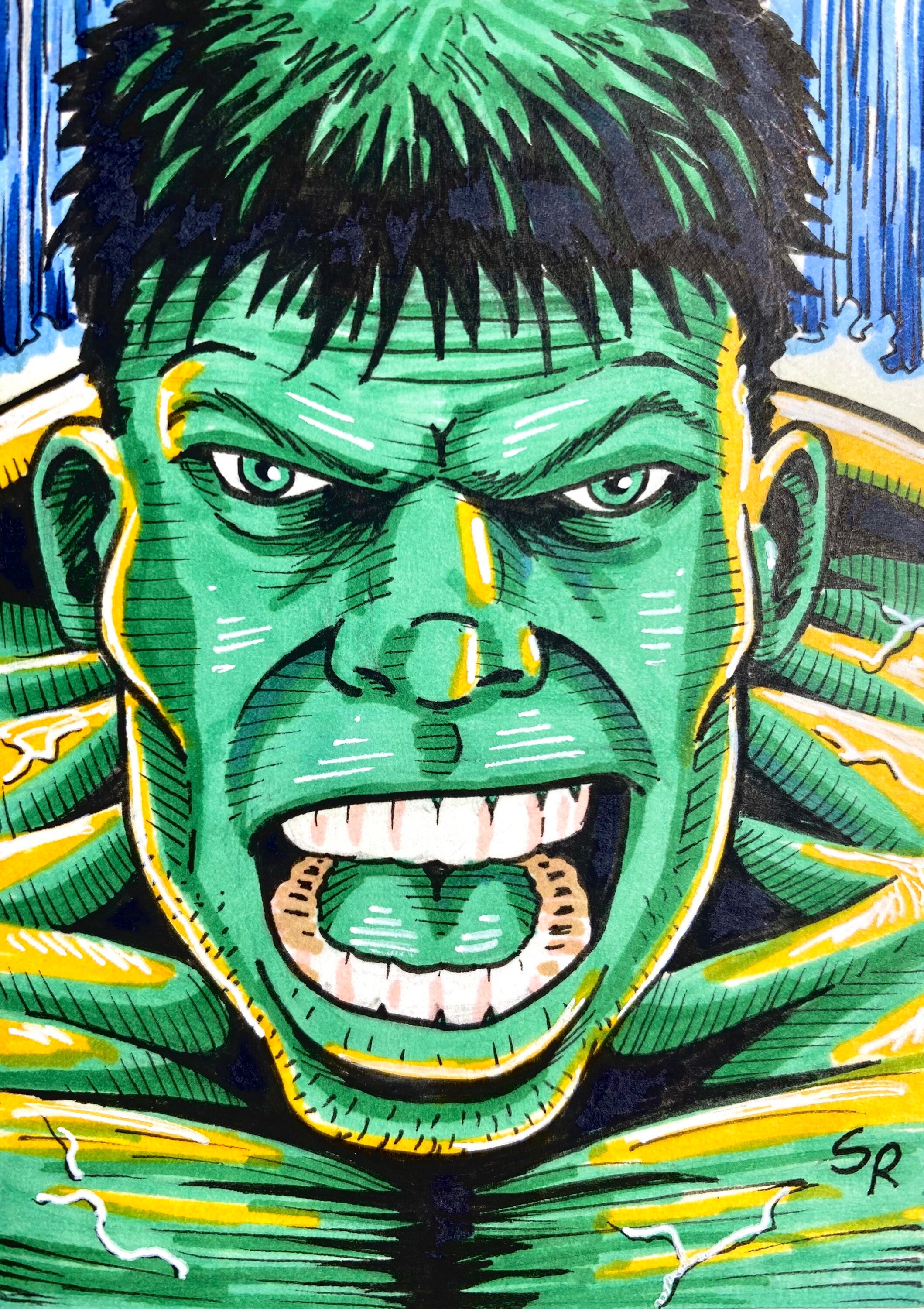 Original Hulk Sketch Card hand Drawn - Etsy