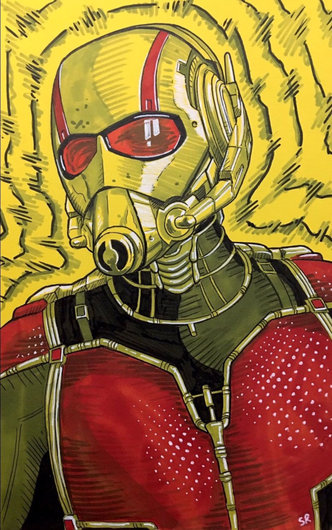 Ant-man Original Artwork Hand Drawn on Yellow Paper. This Famed ...