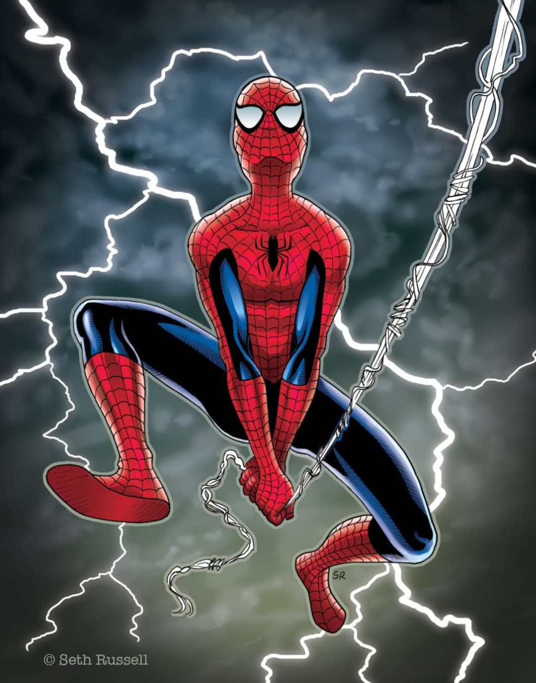 Spider-man Lightning Pursuit Art Print - Etsy