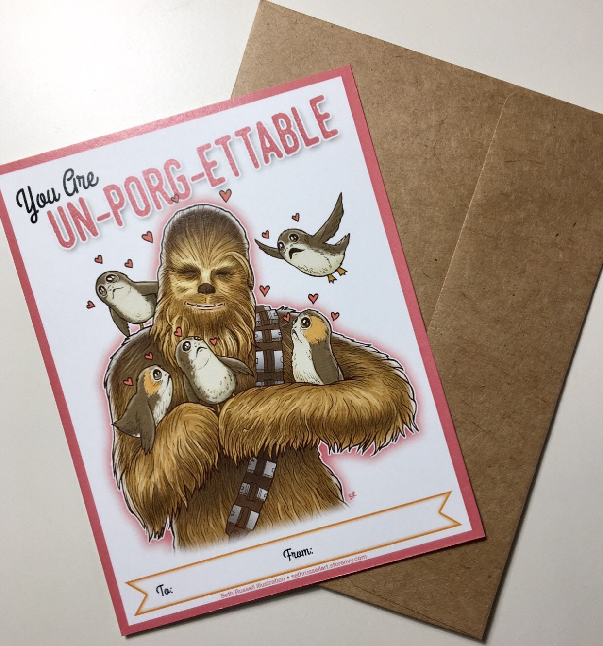 Un-porg-ettable Valentine of Chewbacca and Porgs - Etsy
