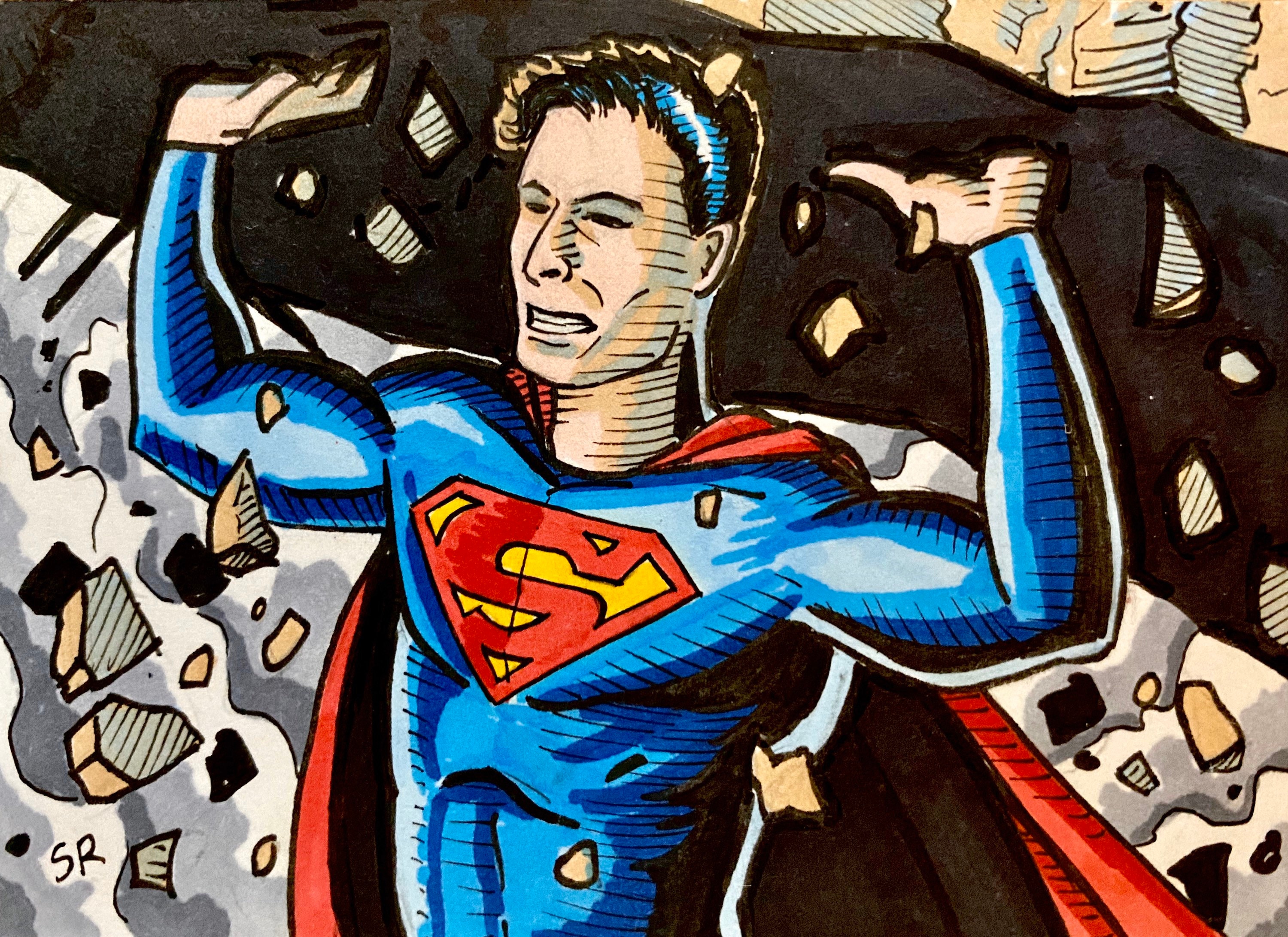 Original Superman Sketch Card hand Drawn - Etsy
