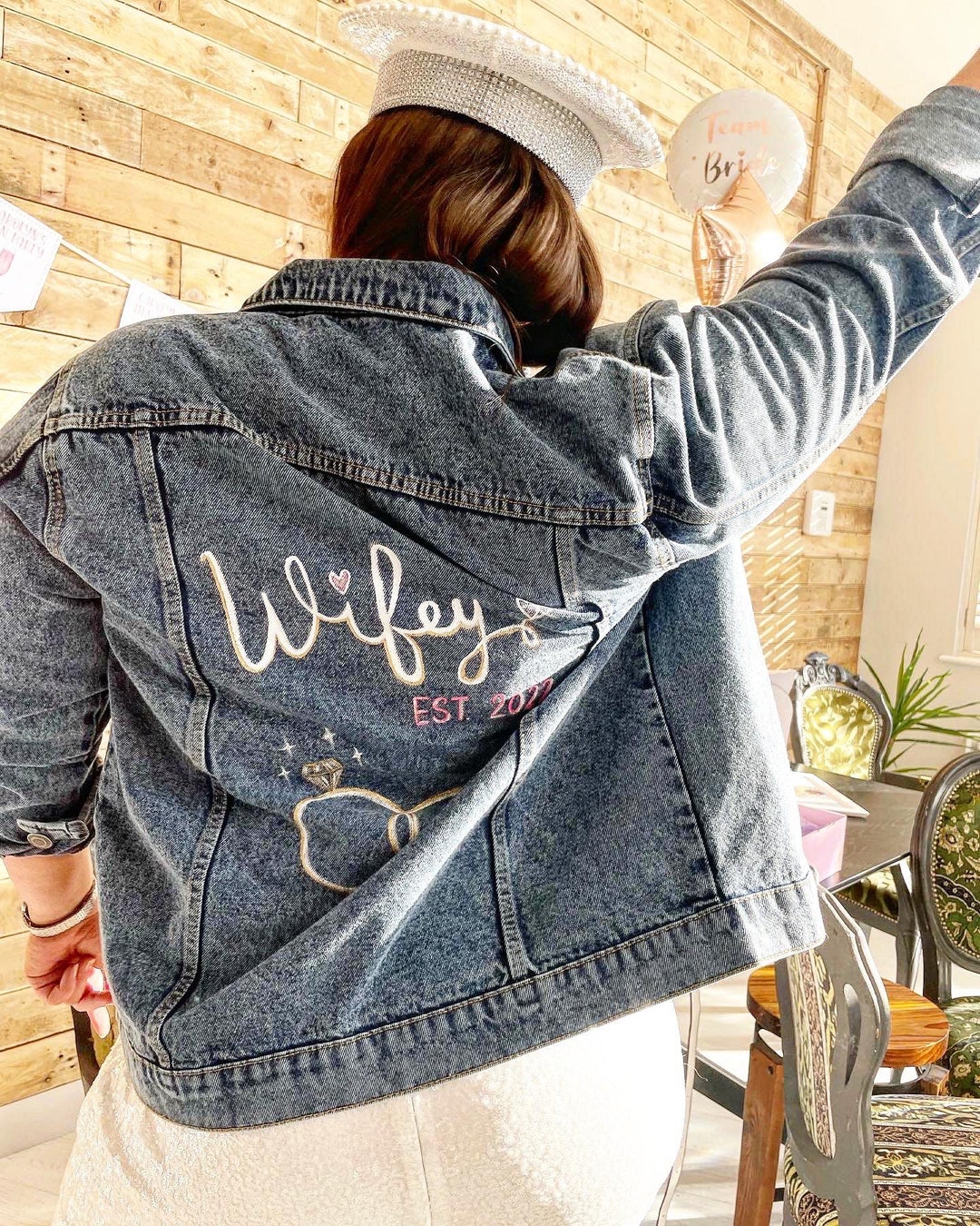 Hen Do BRIDE ‘wifey’ Jacket - Bespoke Hand Painted ‘mrs’, ‘wifey’ or ...