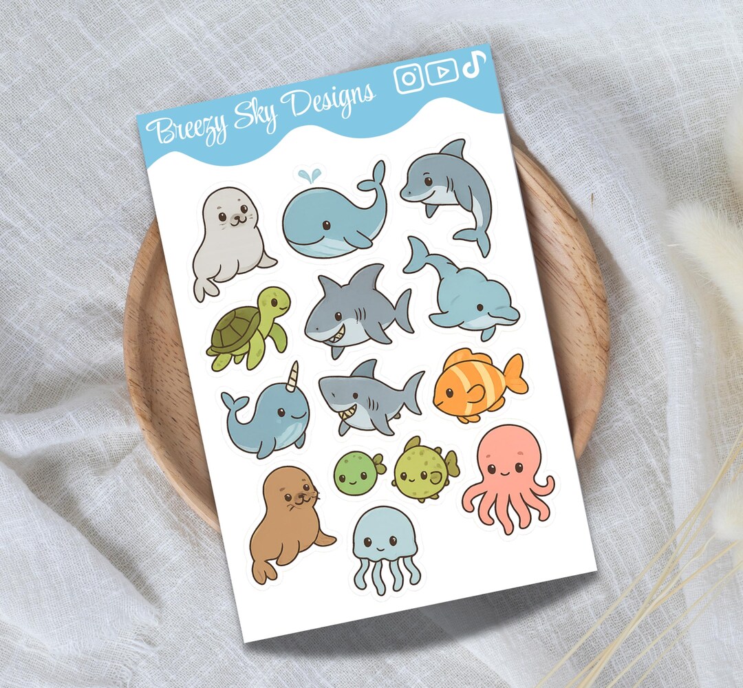 Under the Sea Sticker Sheet | Ocean Animals Stickers | Sea Stickers ...