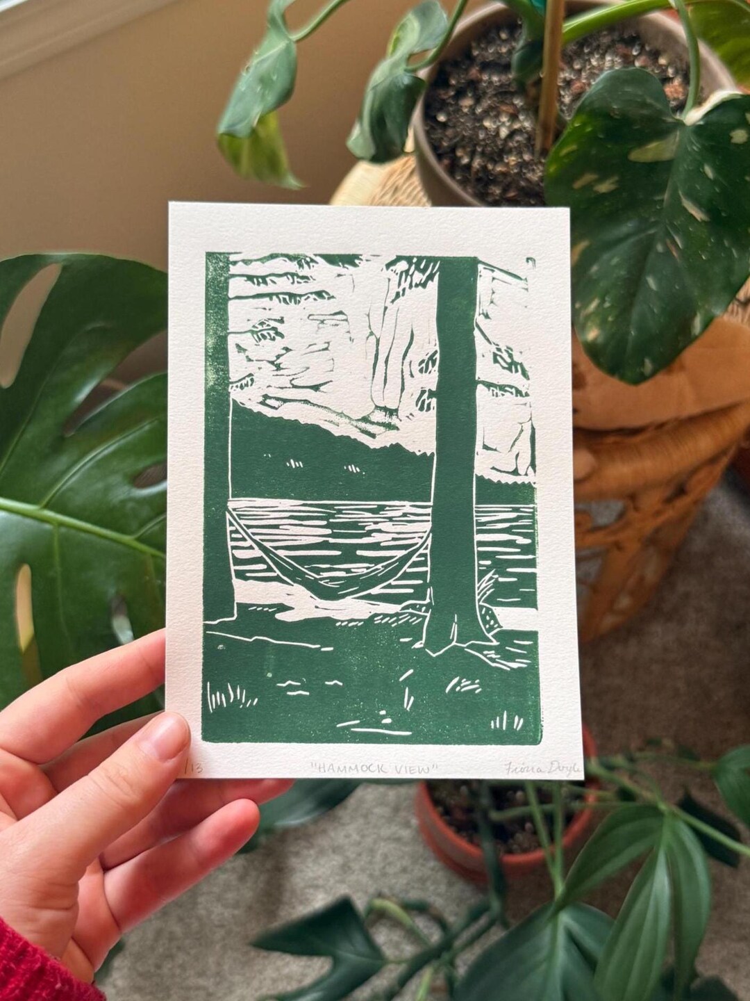 Hammock View Linocut Block Print - Etsy