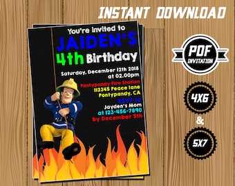 Fireman invitation | Etsy