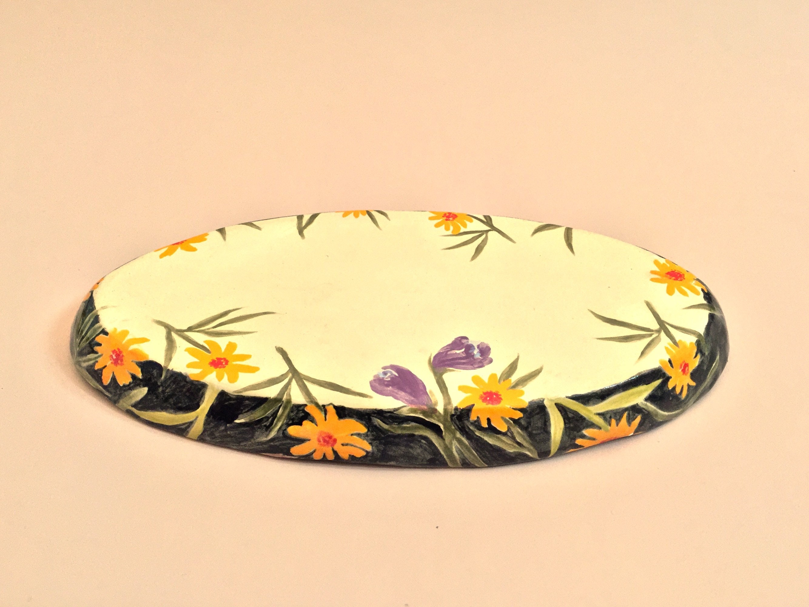 Sunflower Serving Tray-ceramics Platter-serving Tray-oval - Etsy