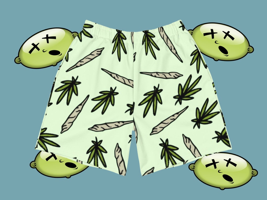 Marijuana and Reefers All-over Print Long Shorts Cannabis Weed Joints ...