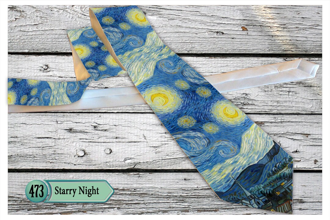 The Starry Night Tie: Van Gogh Art, Custom Label - Etsy