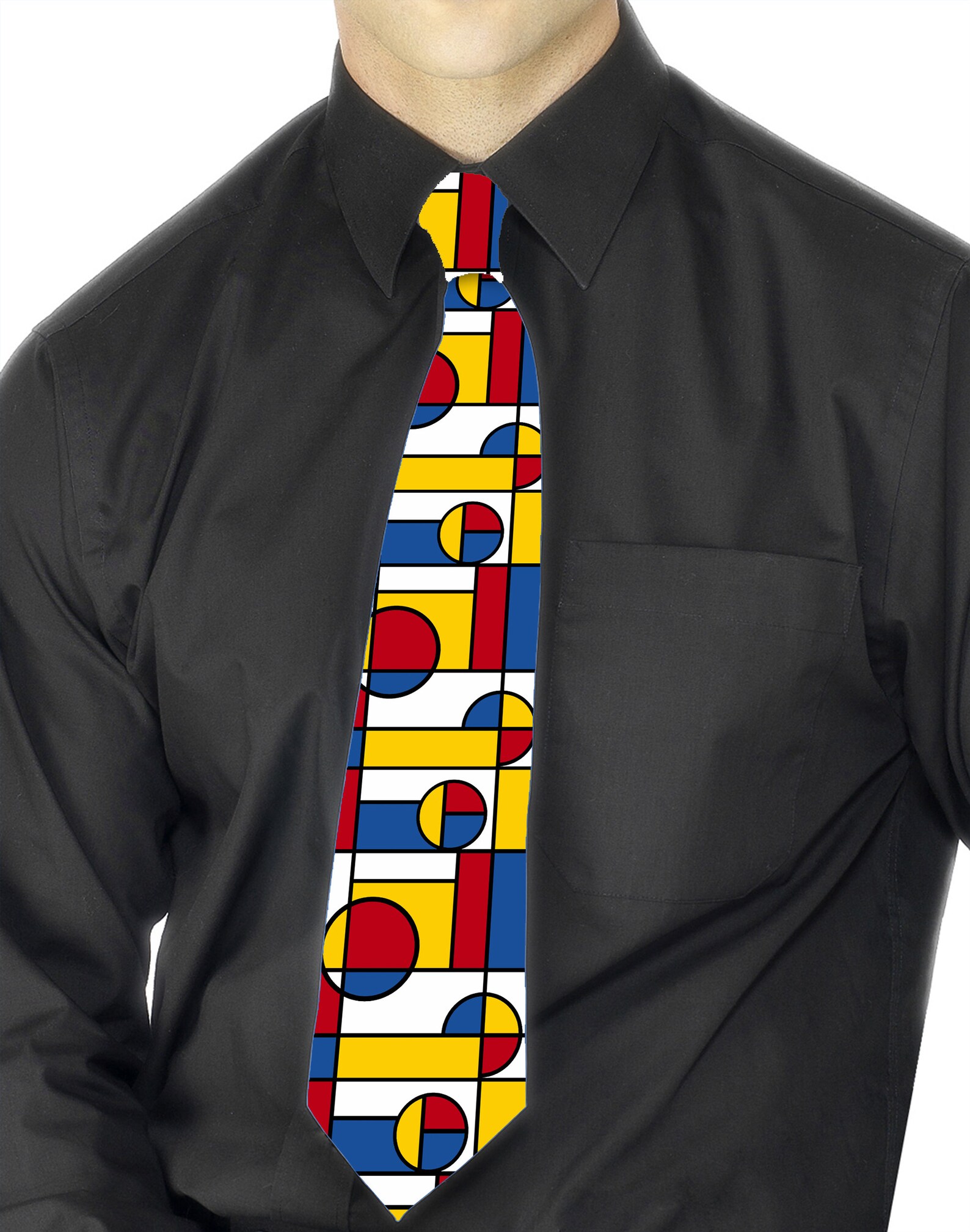 Corbata con un cuadro moderno abstracto, arte restaurado de Piet ...