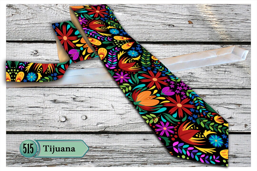Tijuana Style Mexican Art Men's Necktie: Floral Bird Print - Etsy
