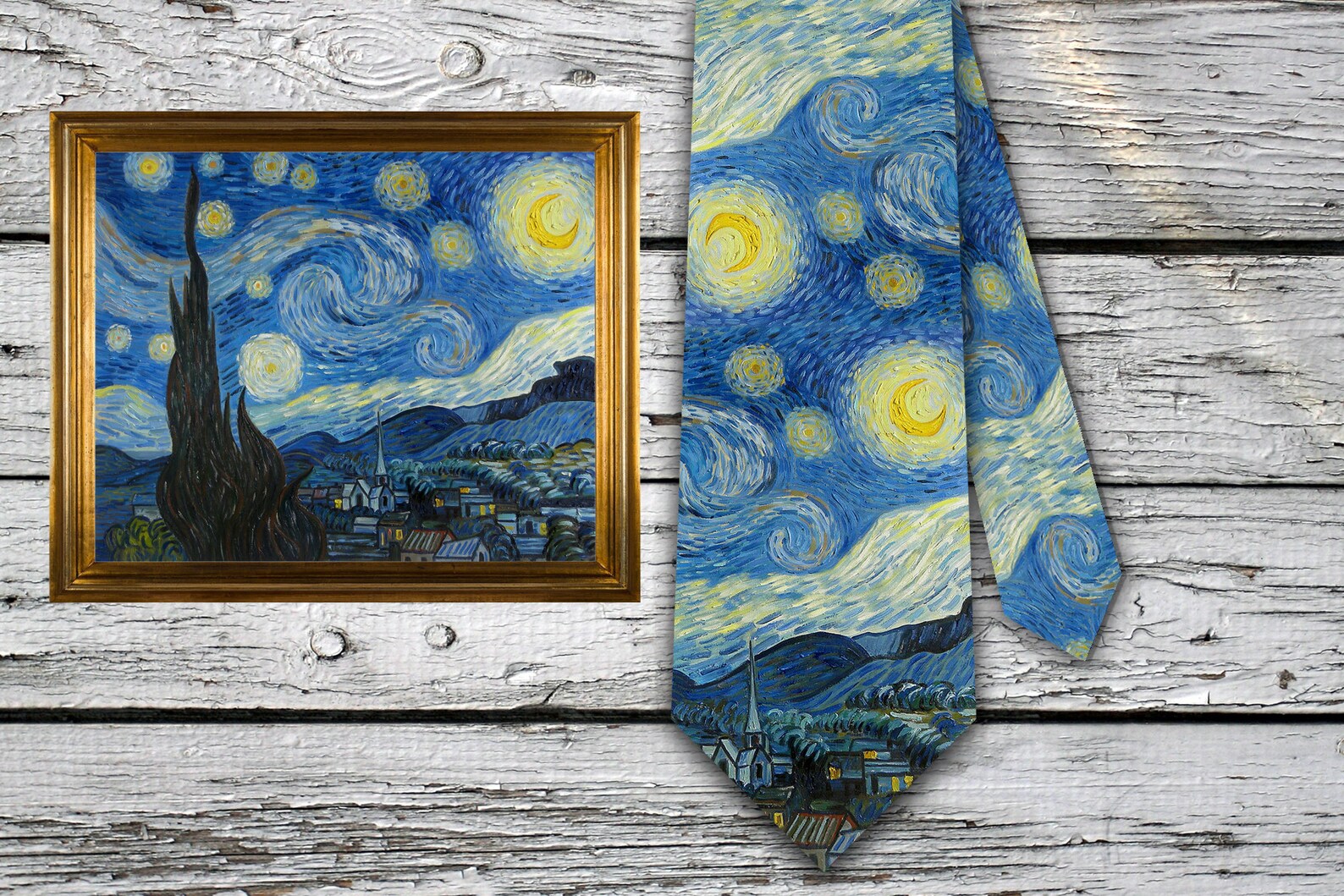 The Starry Night Tie: Van Gogh Art, Custom Label - Etsy