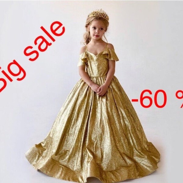 Gold Flower Girl Dress - Etsy