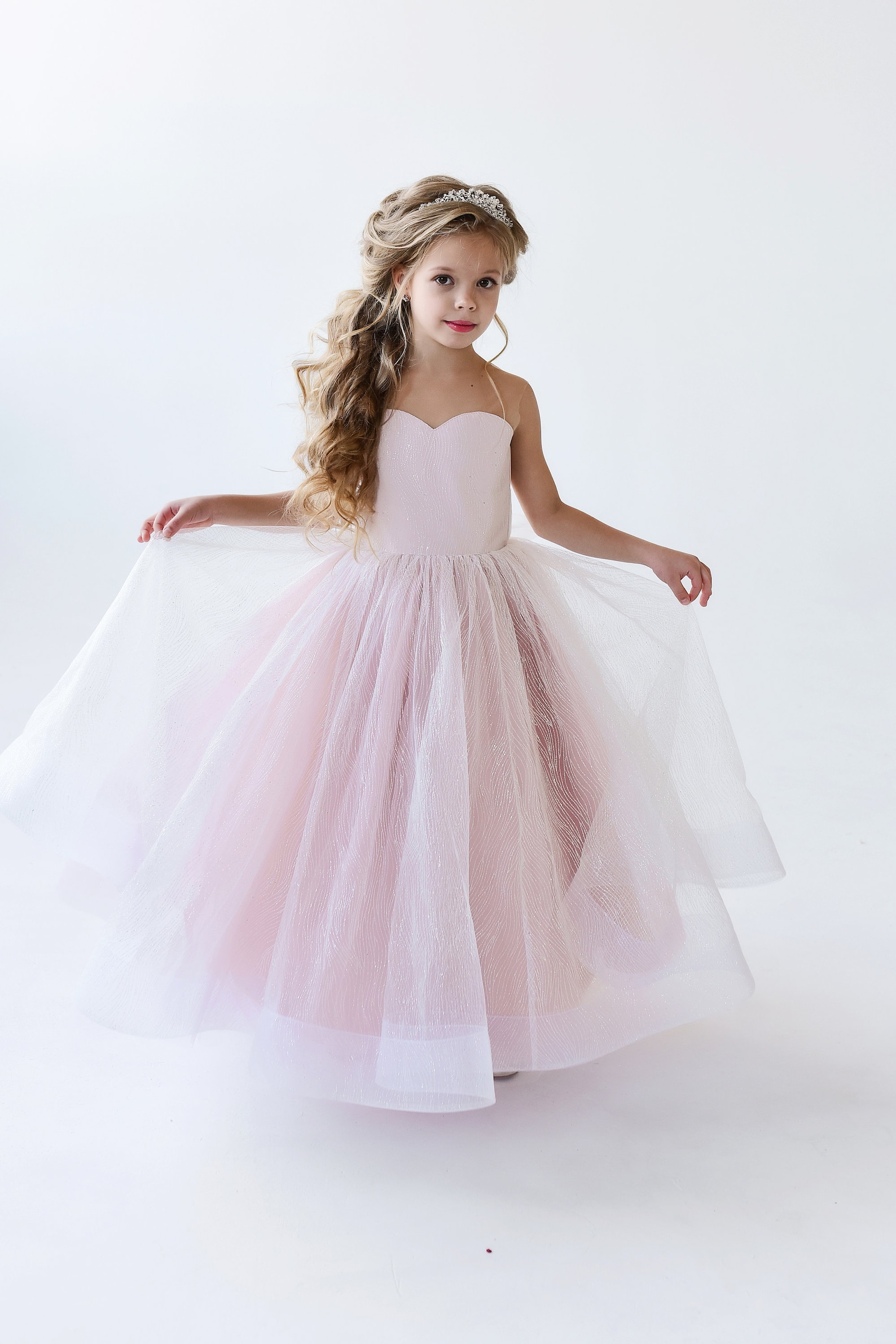 Blush Pink Flower Girl Dress Floor Length Flower Girl Dress - Etsy