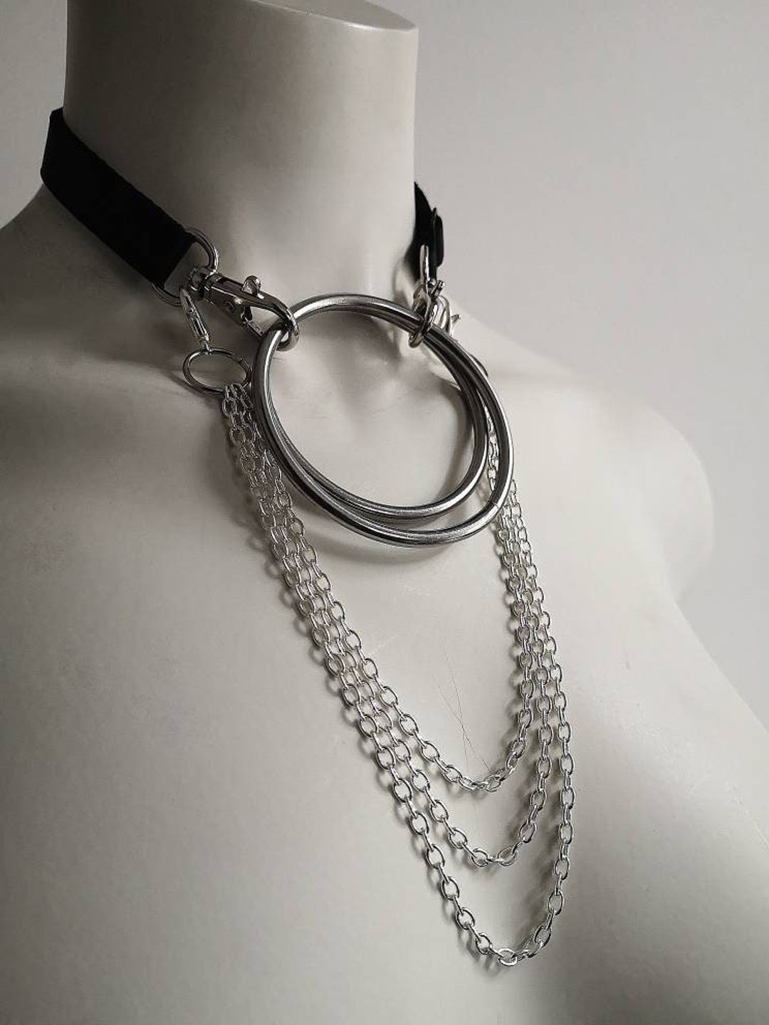 Drape Chain Double Ring Choker adjustable - Etsy