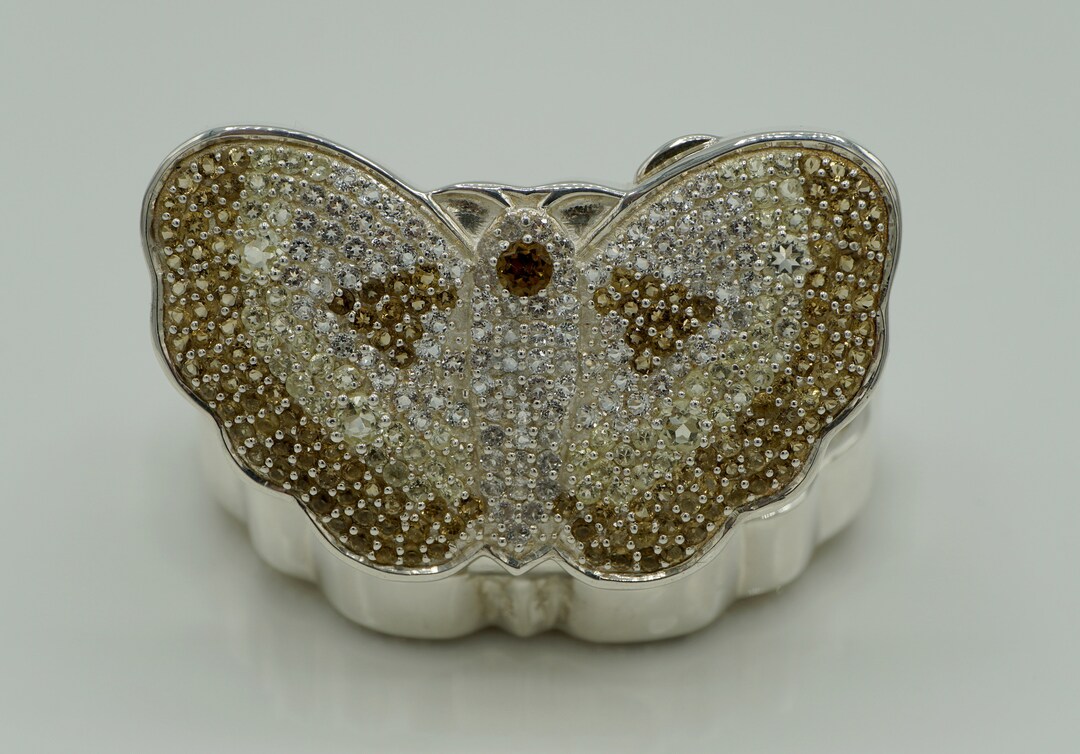 Premium Silver Butterfly Pill Box With Dazzling White Topaz - Etsy