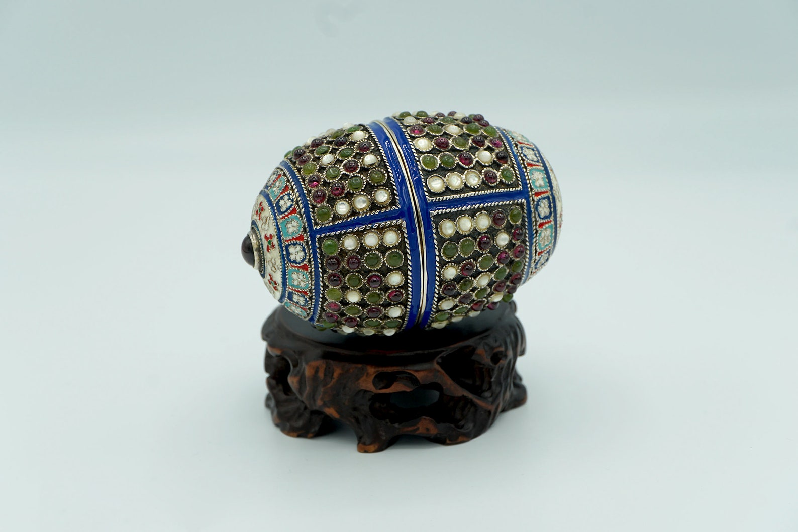 Colorful Peridot Egg Figurine With Fish Stand - Antique Style ...