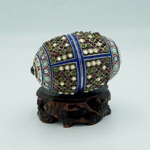 Colorful Peridot Egg Figurine With Fish Stand - Antique Style ...
