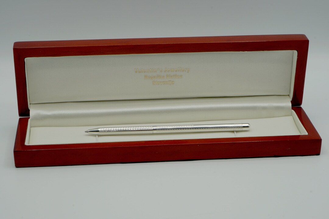 Handmade Sterling Silver Ballpoint Pen – Luxury Wood Box Gift Set - Etsy