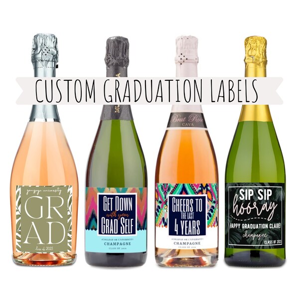 Champagne Custom Labels Graduation - Etsy