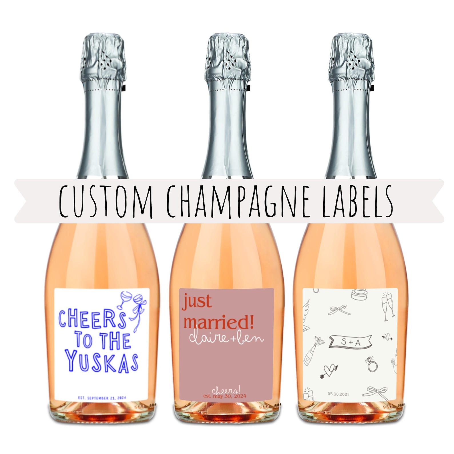 Custom Wine & Champagne Labels wedding or Anniversary Gift Engagement ...