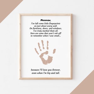 Meemaw Handprint Art - Handprint Poem Gift From Kids - Handprint Mother ...
