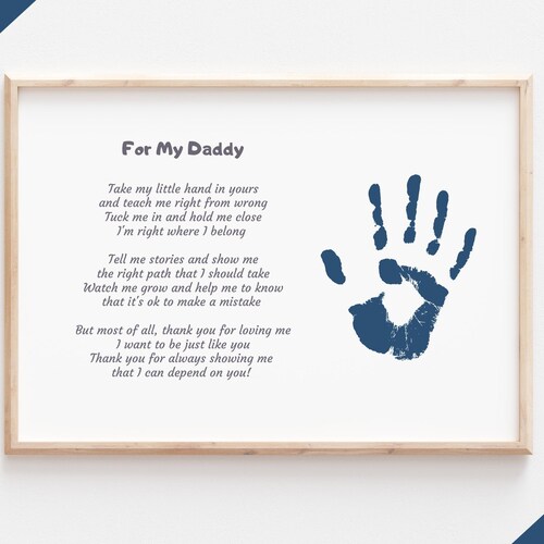 For My Daddy Poem Handprint Gift for Dad From Kids Gift to - Etsy