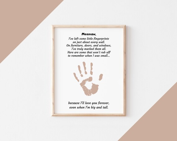 Meemaw Handprint Art Handprint Poem gift from Kids | Etsy