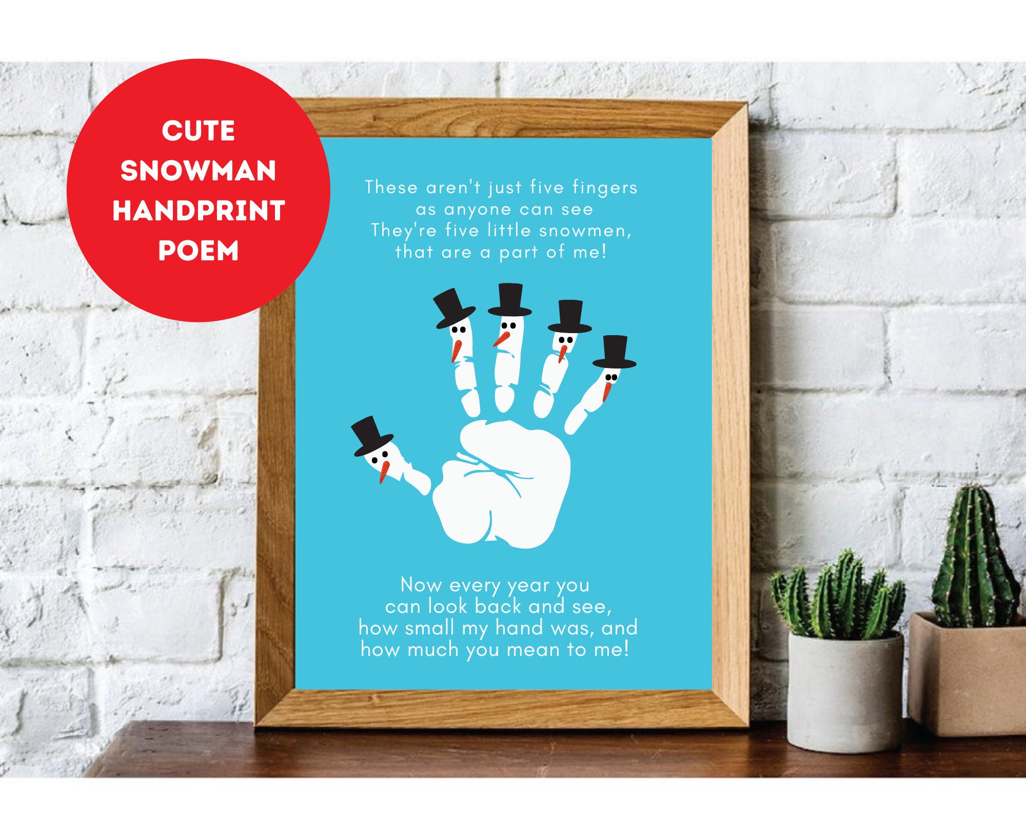 Snowman Handprint Poem Winter Craft for Kids Baby Kid | Etsy
