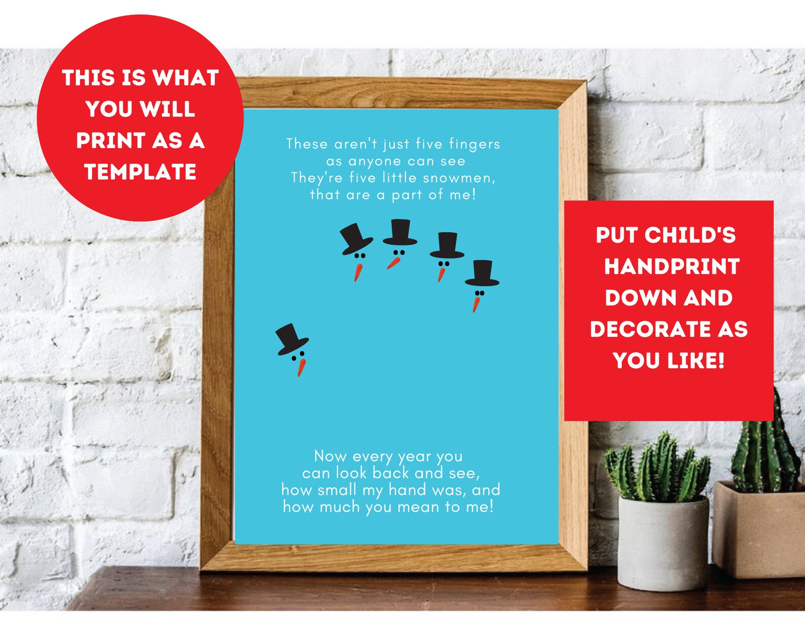 Snowman Handprint Poem Winter Craft for Kids Baby Kid | Etsy