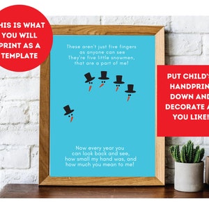 Snowman Handprint Poem, Winter Craft for Kids, Baby Kid Handprint Art ...