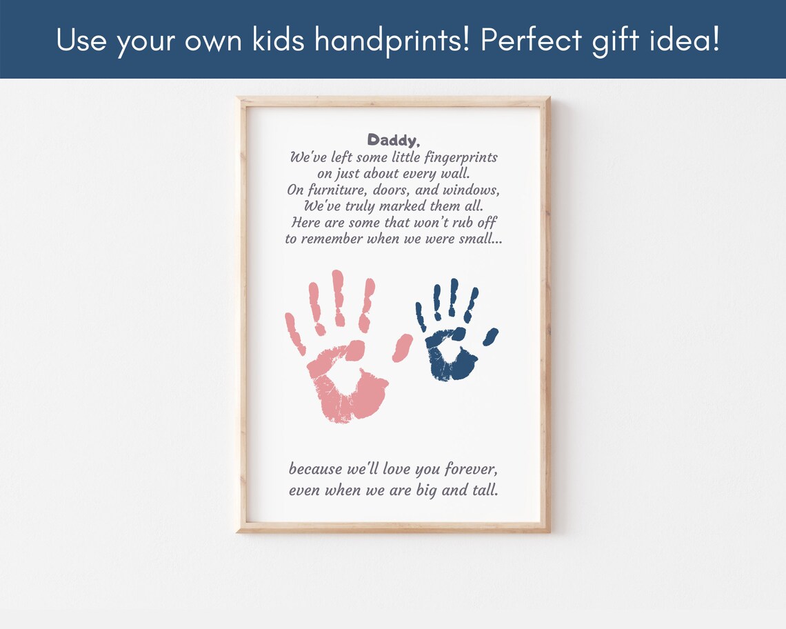 Daddy Handprint Template Gift From Kids - Little Fingerprints We'll ...