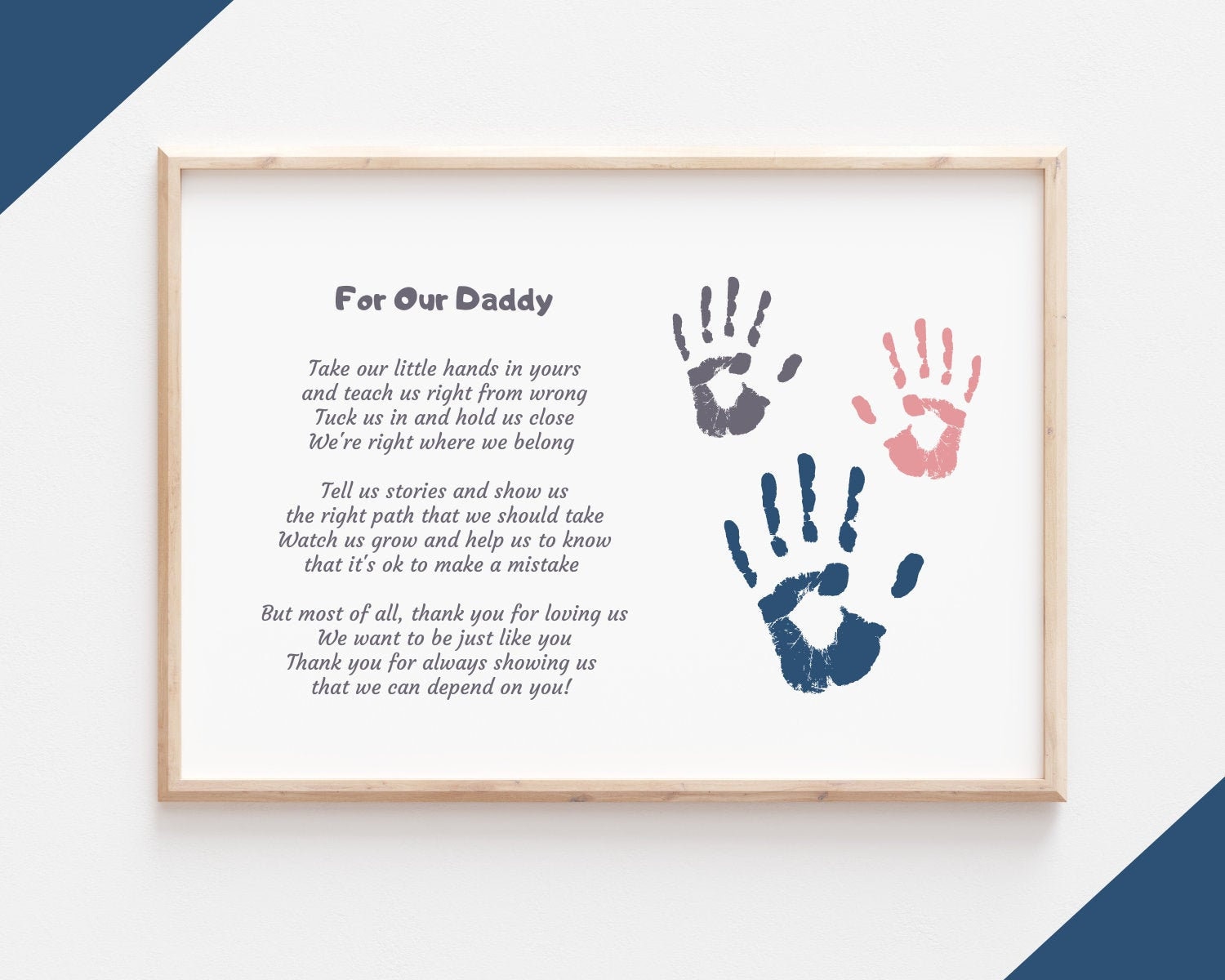 For Our Daddy Poem Handprint Gift for Dad From Kids - Gift to Dad From ...