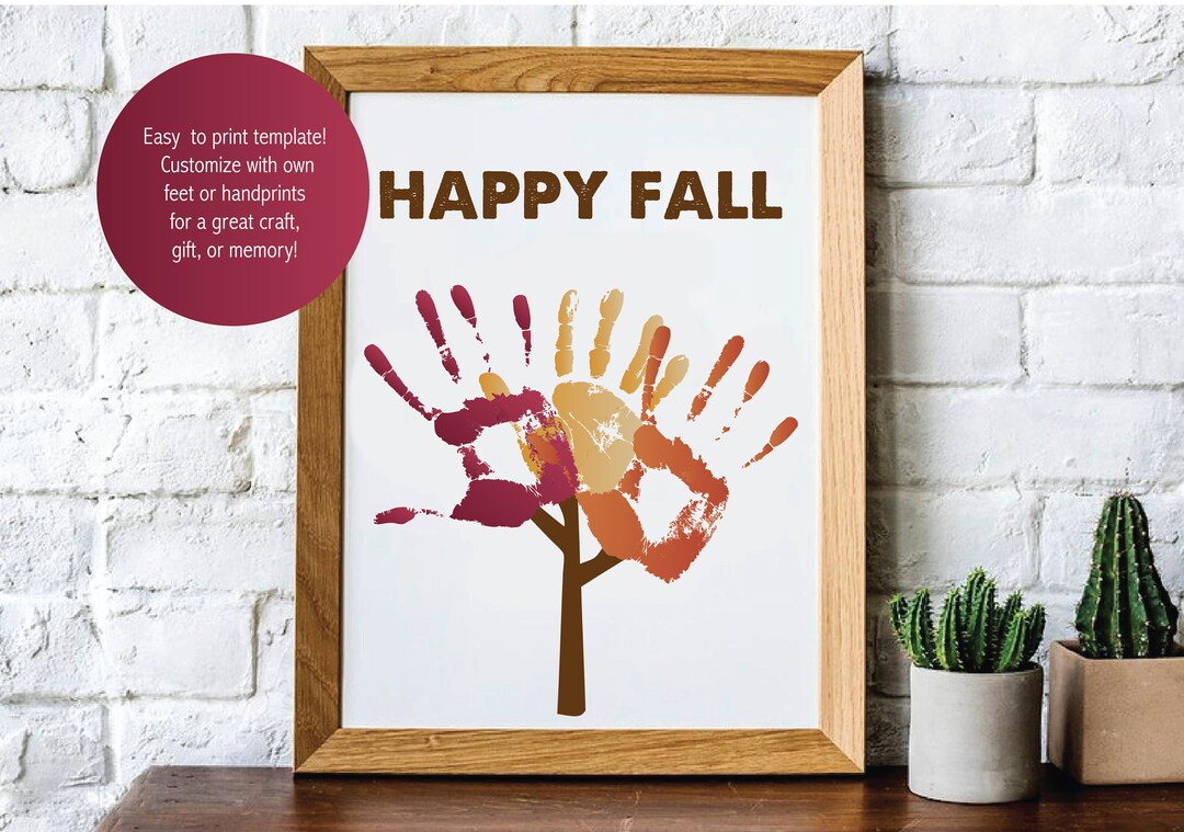 Happy Fall Kids Handprint Craft - Fall Decor Kids Printable ...