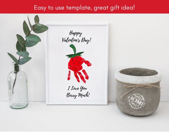 Valentine's Handprint Art I Love You Berry Much Baby | Etsy
