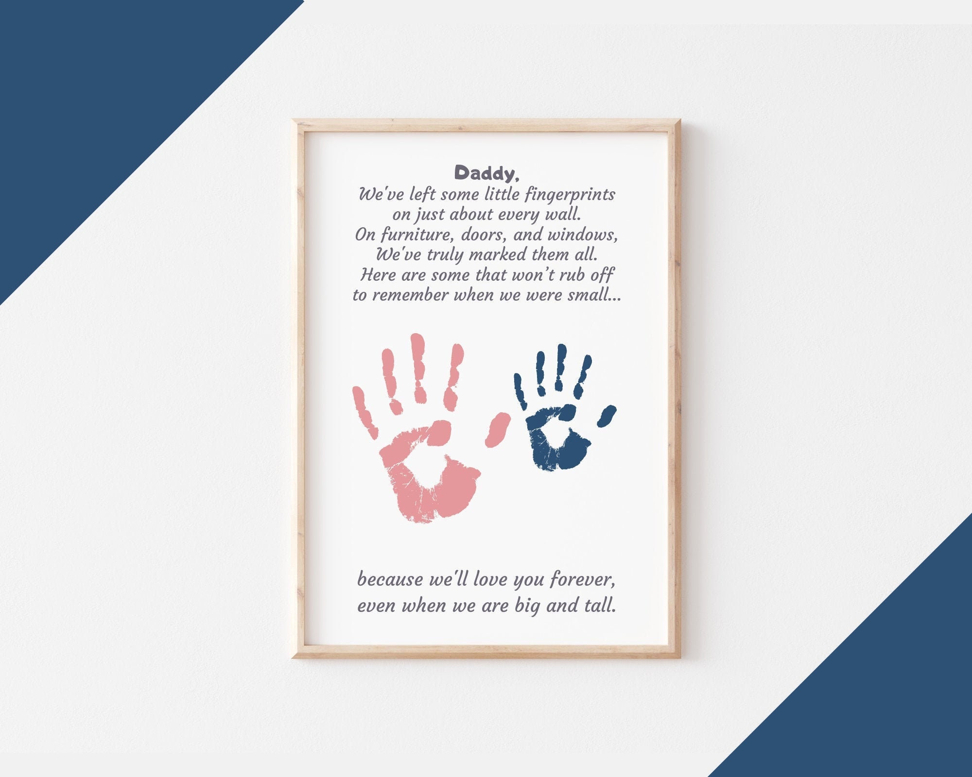 Daddy Handprint Template Gift From Kids - Little Fingerprints We'll ...