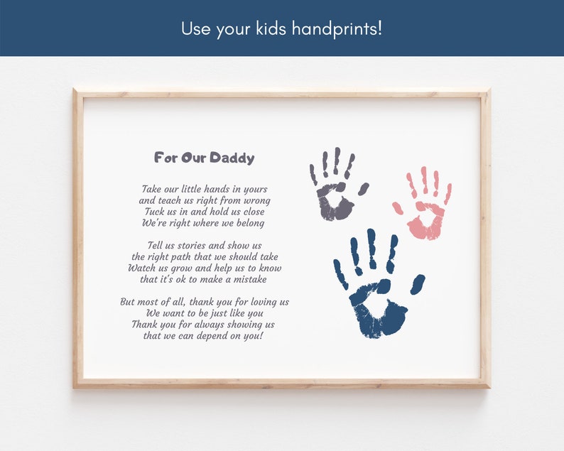 For Our Daddy Poem Handprint Gift for Dad From Kids - Gift to Dad From ...