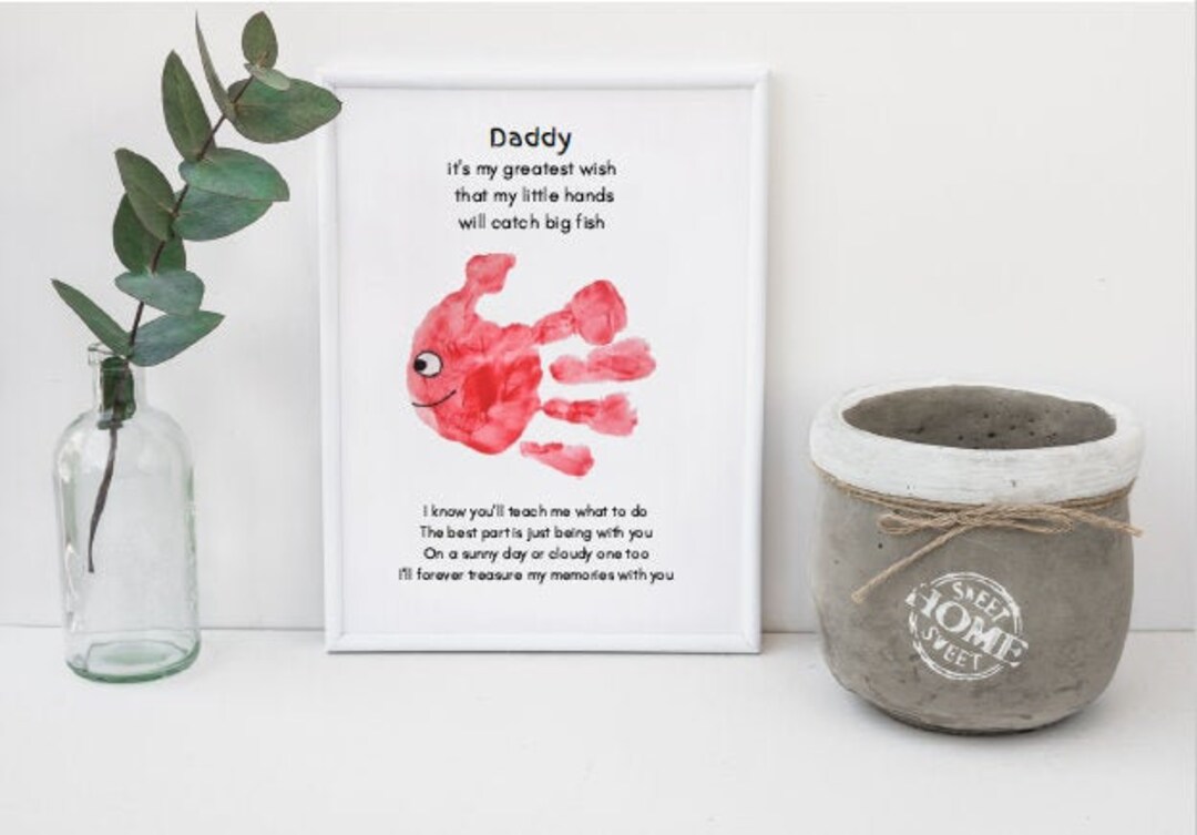 Fishing Handprint Gift for Daddy, Kid to Daddy Fishing Buddies ...