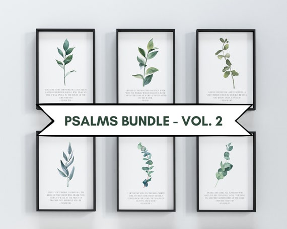 Psalms Bundle Printable Set of 6 Watercolor Bible Wall Art | Etsy