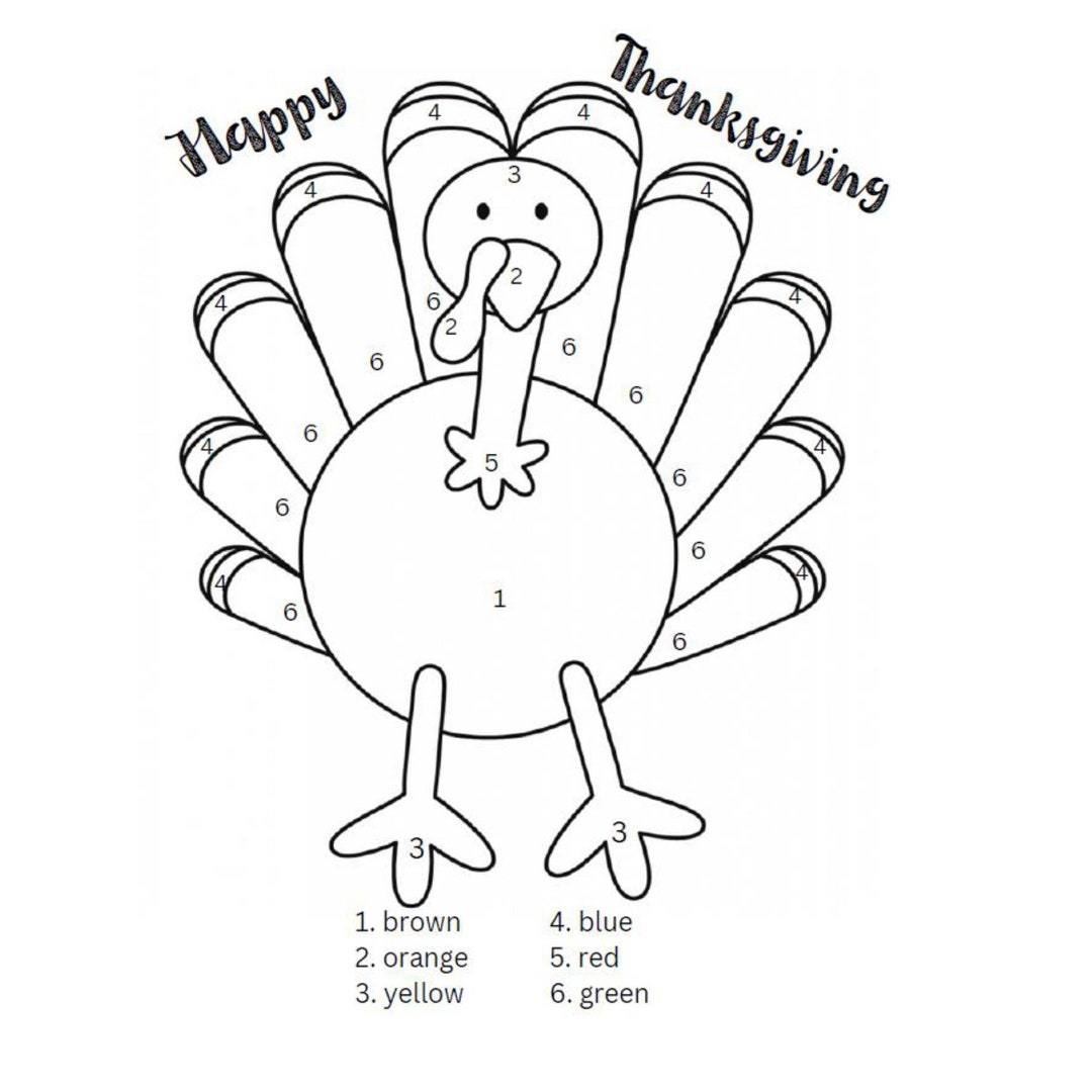Thanksgiving Color by Number Turkey - Etsy