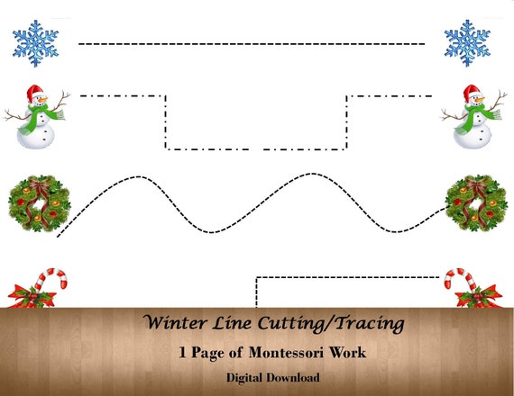 Winter Montessori Line Cutting/Tracing | Etsy