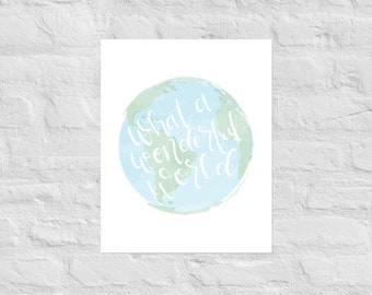 Wonderful World Poster, Instant Download, Globe Printable Wall Art ...