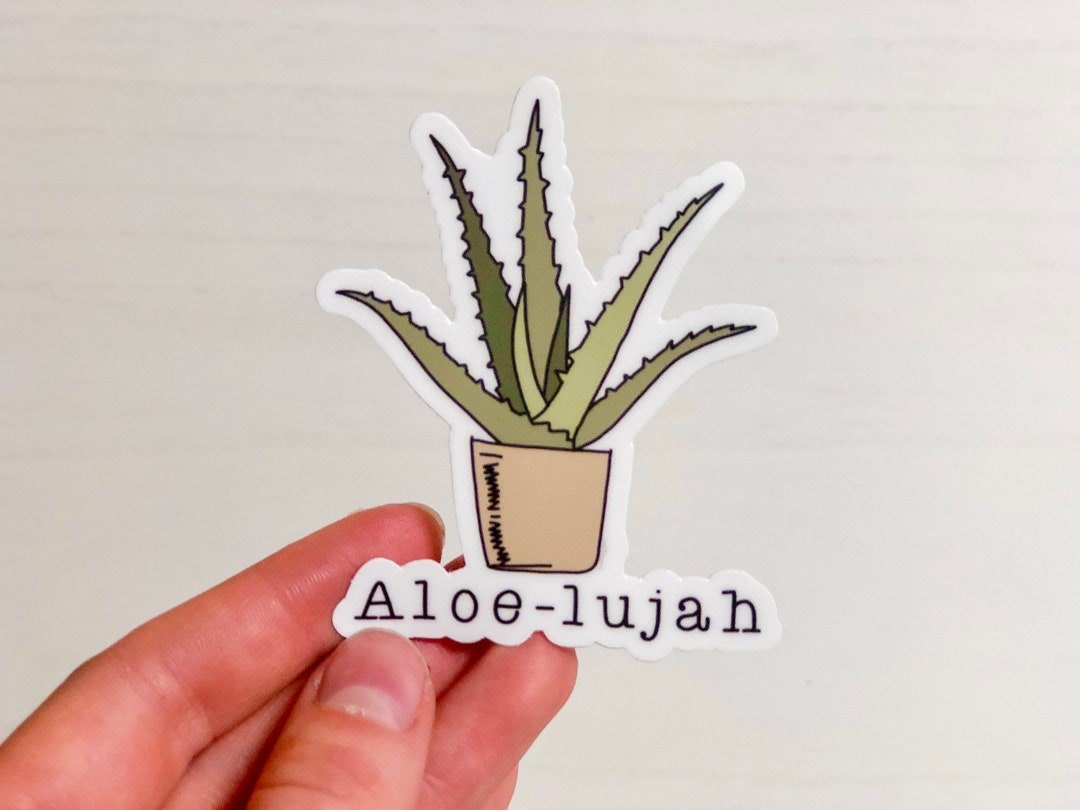 Aloe Lujah Sticker, Punny, Hallelujah, Laptop Sticker, Plant Puns ...