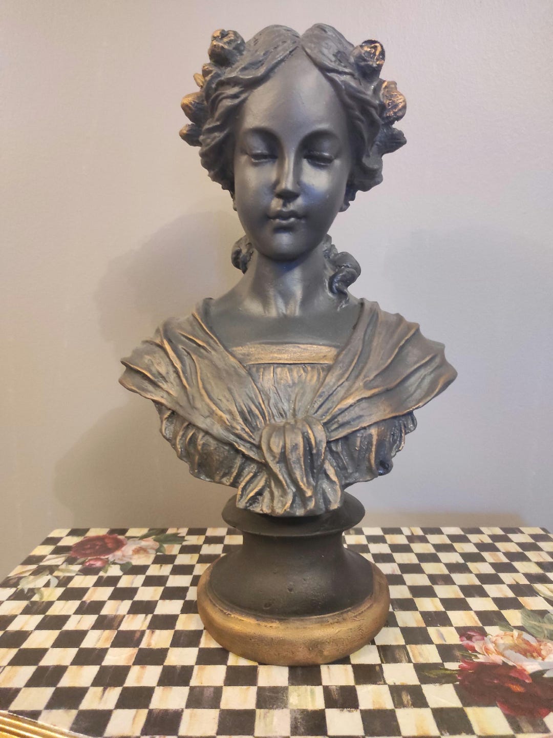 Ophelia Bust Statue, Handmade Prenses Ophelia Bust, Black Gold ...
